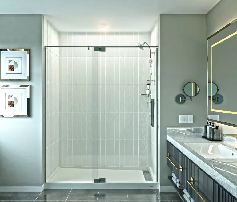 TS-RS: 3 x 20 Stacked Wave Shower Wall Panel | Mincey Marble