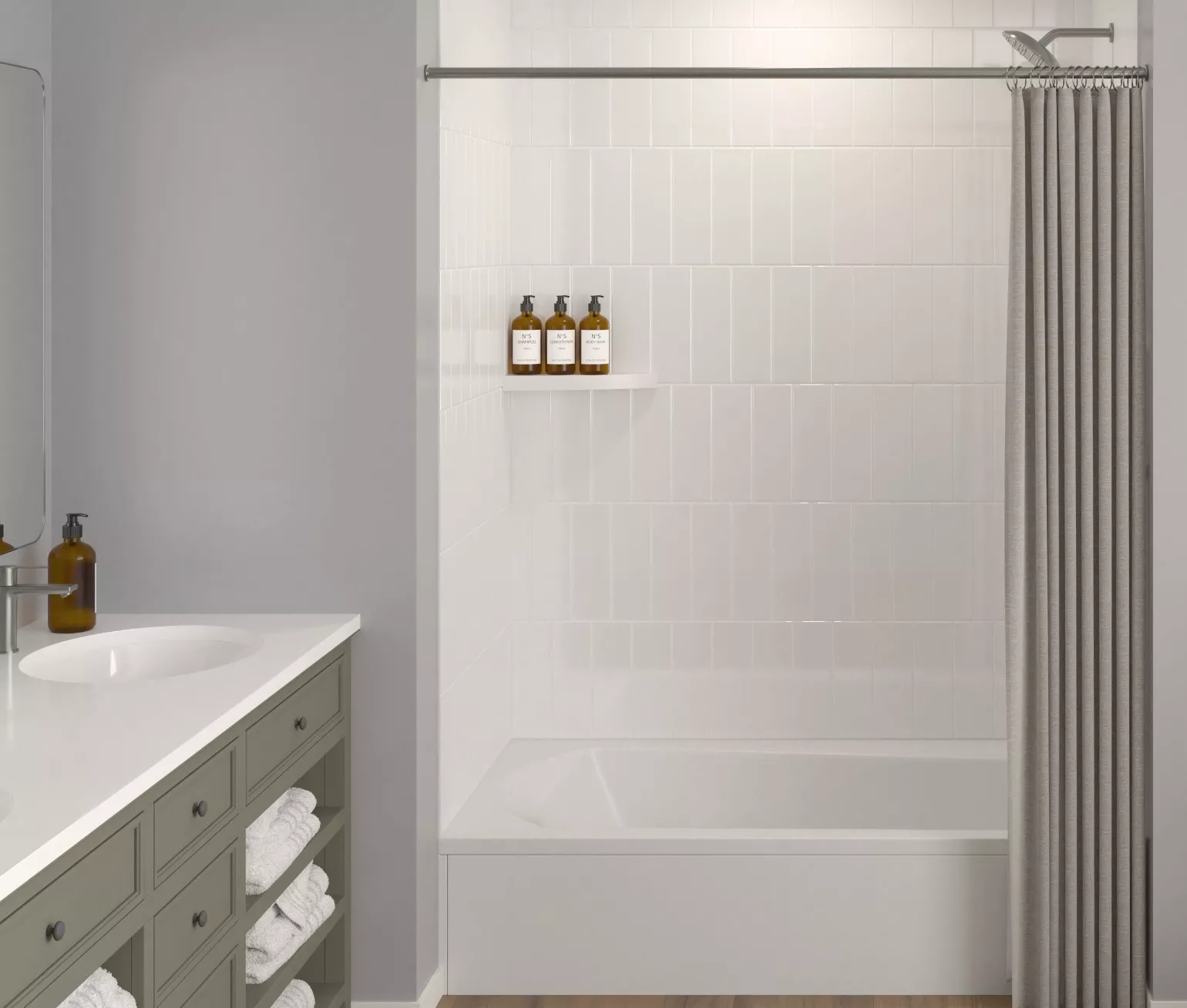 TS-CS: 4x12 Vertical Contemporary Shower Wall Panel | Mincey Marble