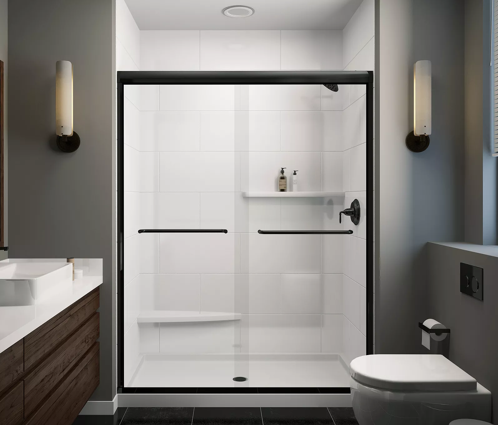 TS-CS: 12x24 Contemporary Shower Wall Panel | Mincey Marble