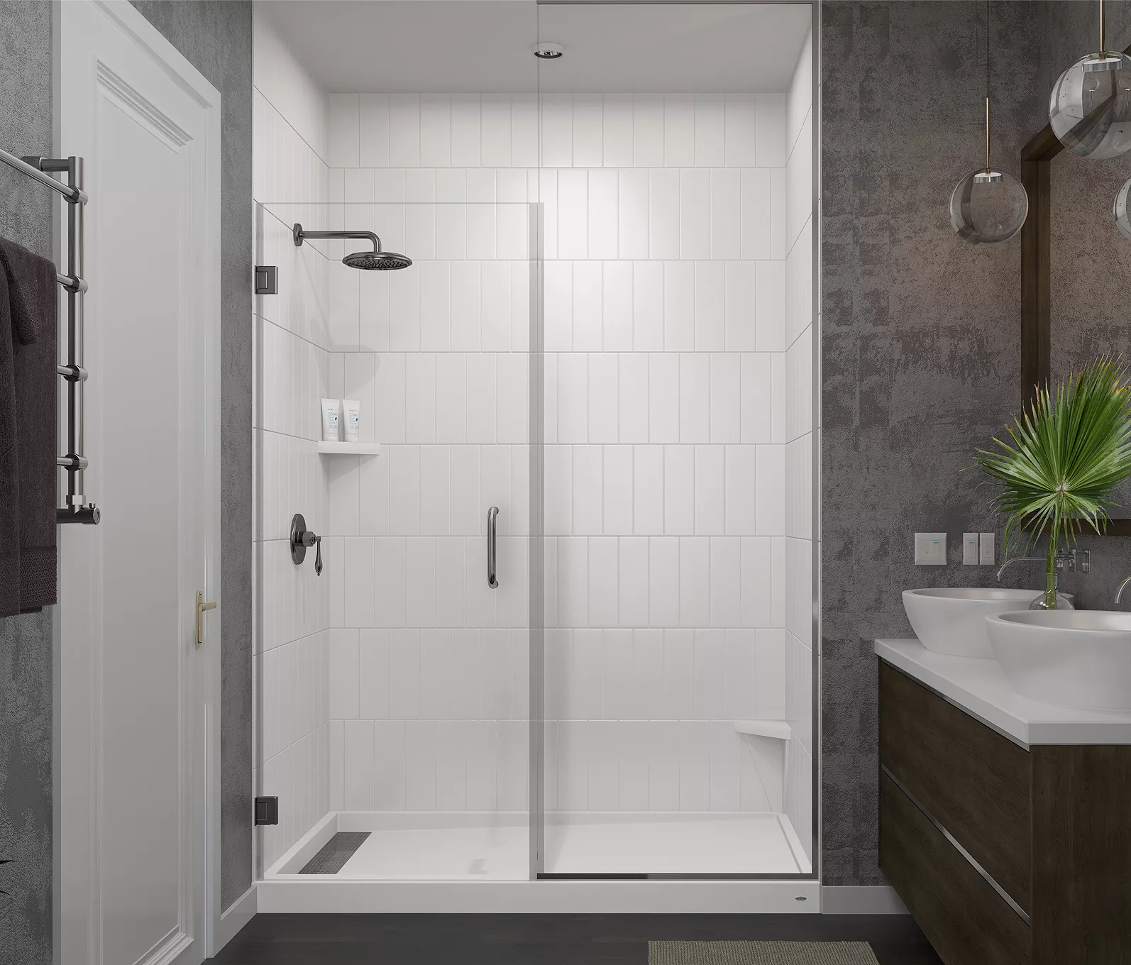 TS-CS: 4x12 Vertical Contemporary Shower Wall Panel | Mincey Marble