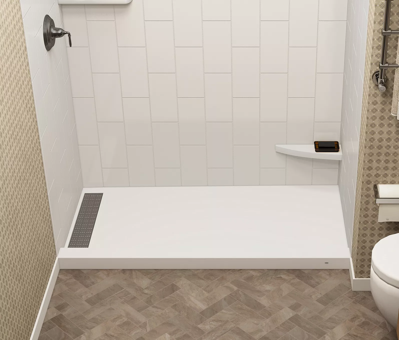 TD-30-ADJ-60: 30 Adjustable Trench Drain Shower Pan | Mincey Marble